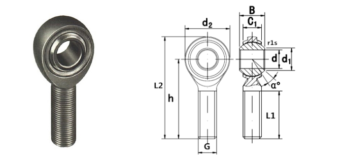NOS5T Rod End (Size:5x16x41mm), NOS5T bearing 5x16x41 - Hubei Parts ...