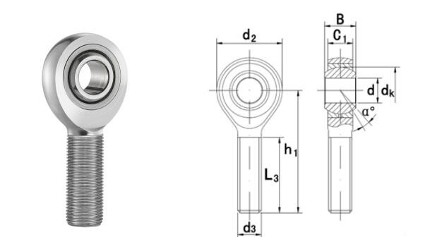 JM7 Rod End (Bore Dia:11.113mm), JM7 bearing 11.113x28.58x53.98 - Hubei ...