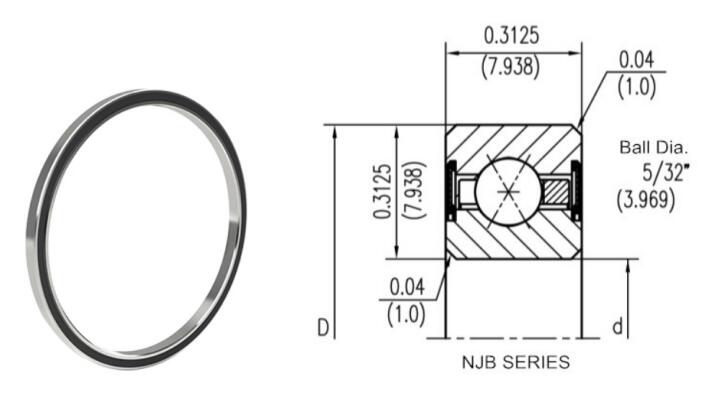 NJB060XP0 (JSB060XP) Four-Point Contact Ball Bearing (Size: 6x6.625x0 ...