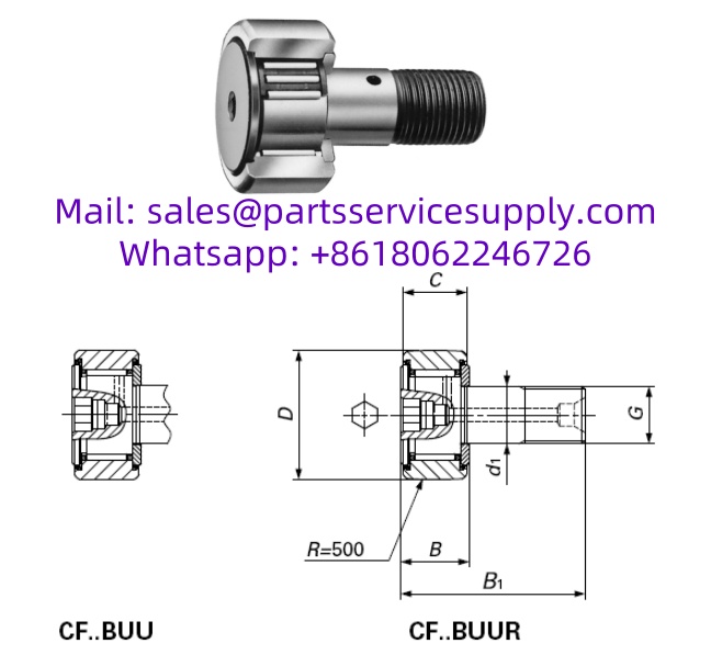 CF24-1BUU Stud Type Track Roller (Alt P/N: KR72PPX, MCFR-72-SBX), CF24 ...