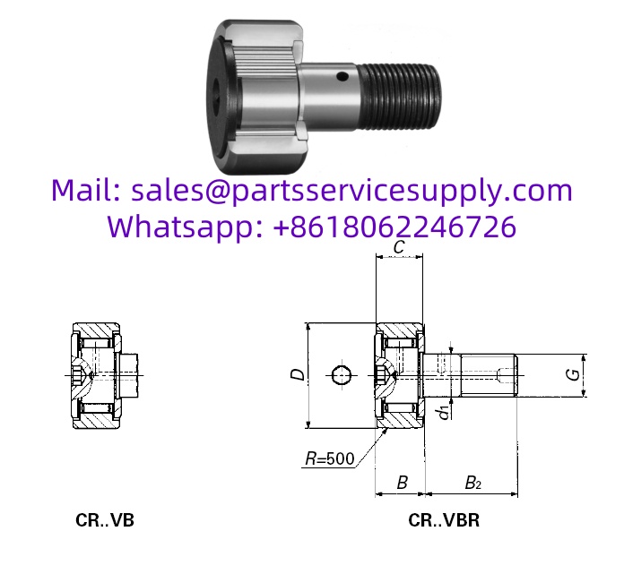 CR10VB Stud Type Track Roller (Alt P/N: CRB-10, CF-5/8-N-B), CR10VB ...