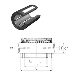 Linear ball bearing LMES30UUOP size: d 30 D 47 B Samick - www ...